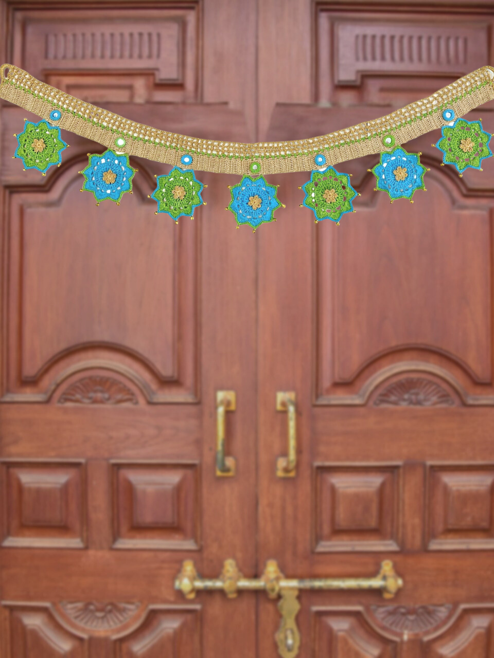 Handmade Blue & Green Crocheted Floral Toran - Festive Diwali Decor ...