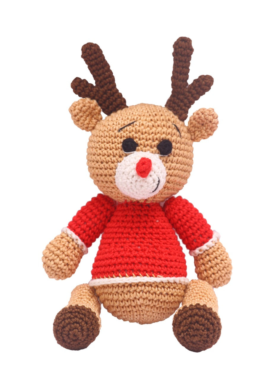 Handcrafted Amigurumi Christmas Soft Toy- boy reindeer – HAPPY THREADS
